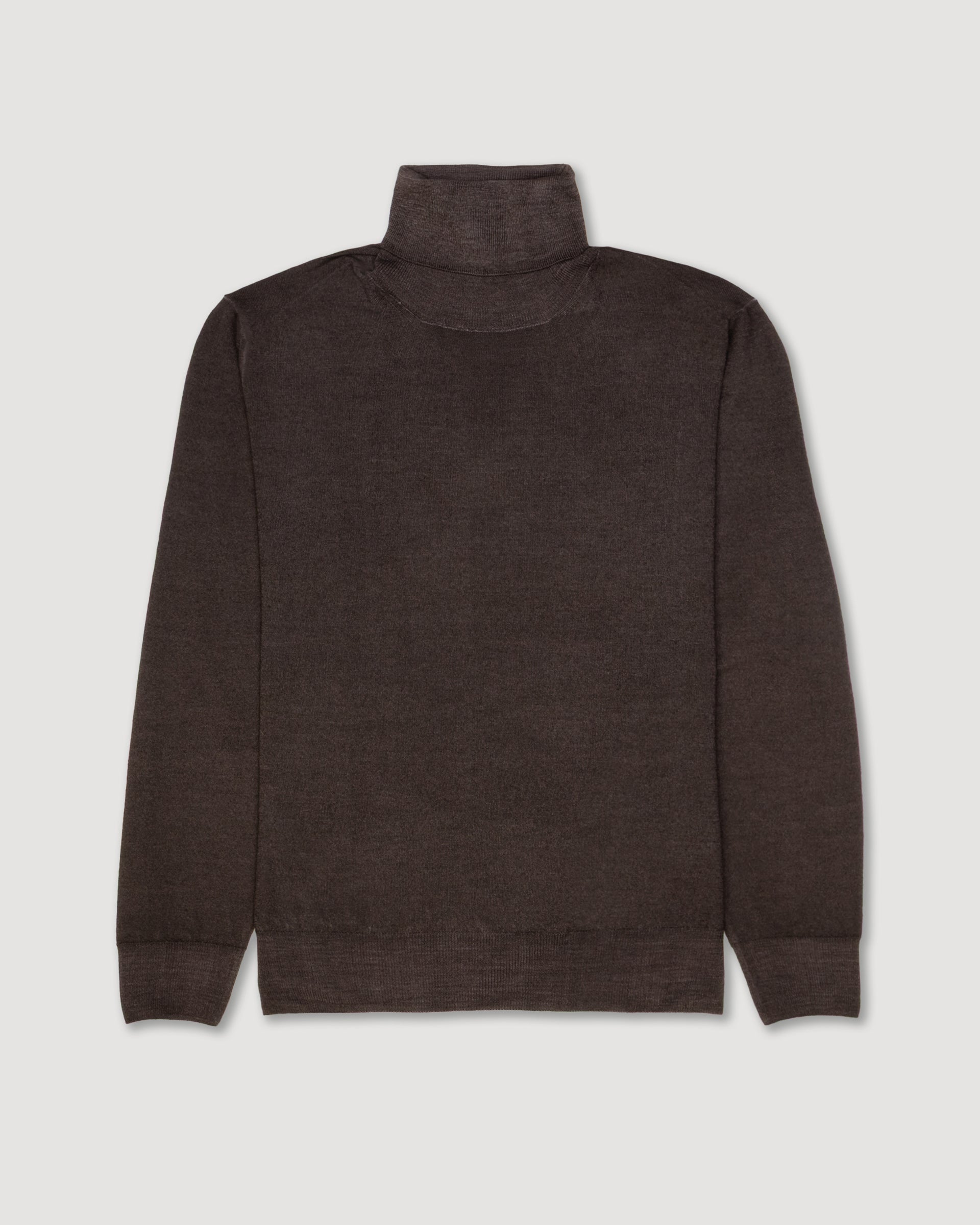 Turtleneck sweater in merino wool with old-dye effect. Brown - Moro